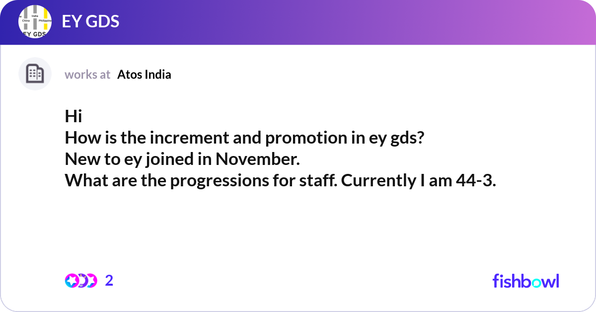 Hi How is the increment and promotion in ey gds? ... | Fishbowl