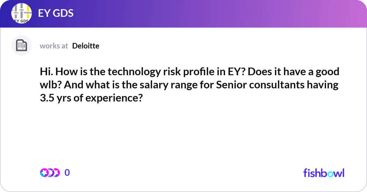 Hi. How is the technology risk profile in EY? Does... | Fishbowl