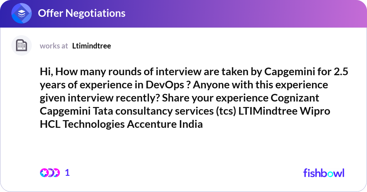 Hi, How many rounds of interview are taken by Capg... | Fishbowl