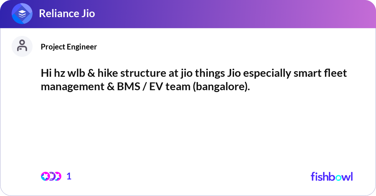 Hi hz wlb & hike structure at jio things Jio espec... | Fishbowl