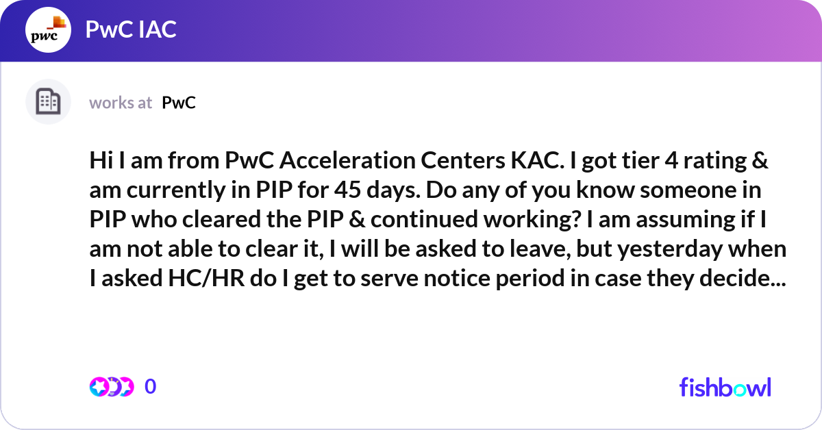 Hi I am from PwC Acceleration Centers KAC. I got t... | Fishbowl