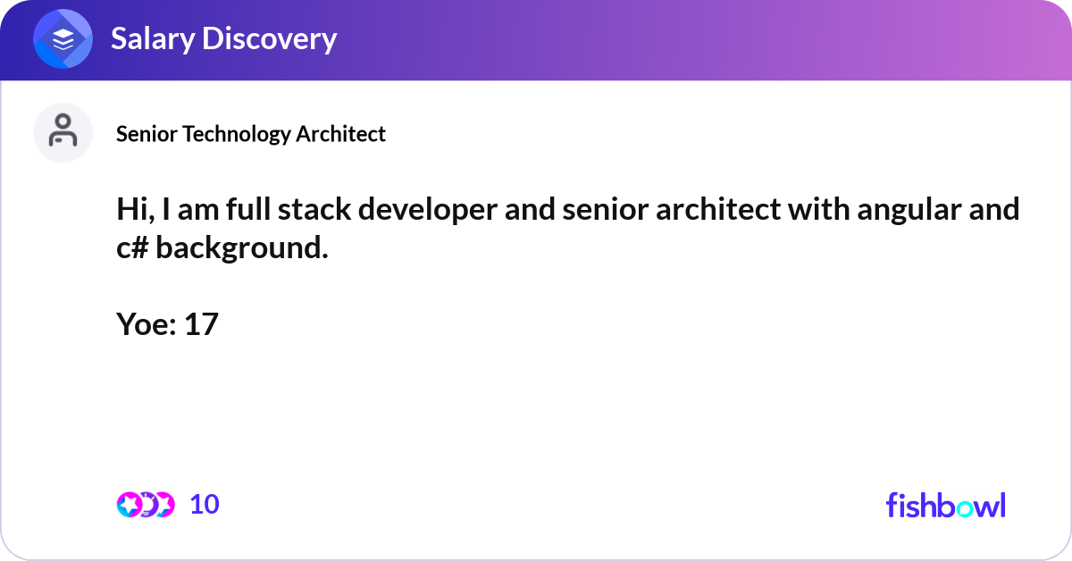 Hi, I am full stack developer and senior architect... | Fishbowl