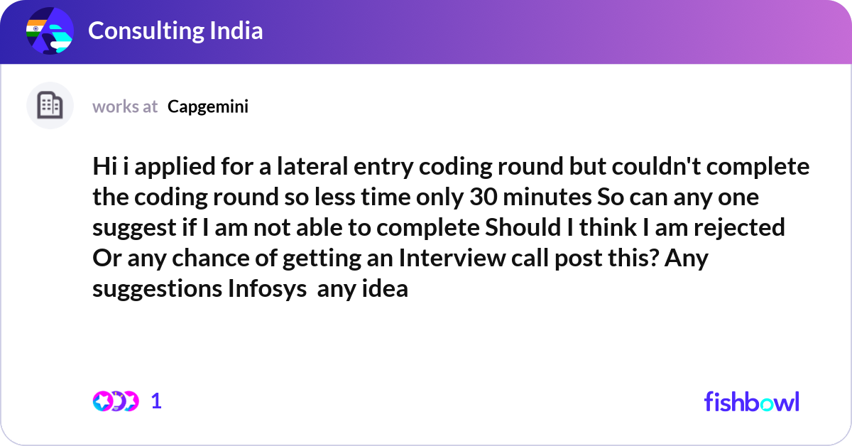 Hi i applied for a lateral entry coding round but ... | Fishbowl