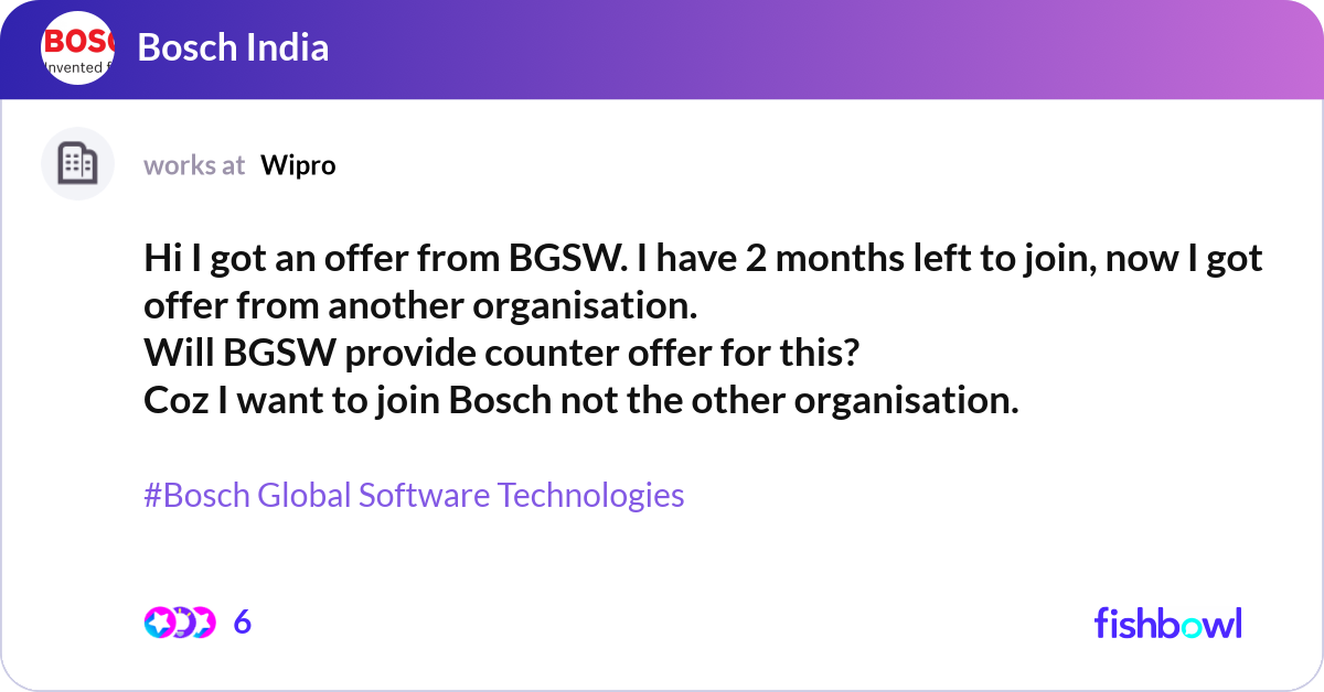 Hi I got an offer from BGSW. I have 2 months left ... | Fishbowl