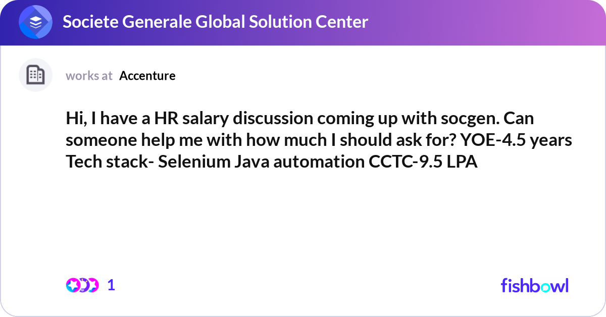 Hi, I have a HR salary discussion coming up with s... | Fishbowl
