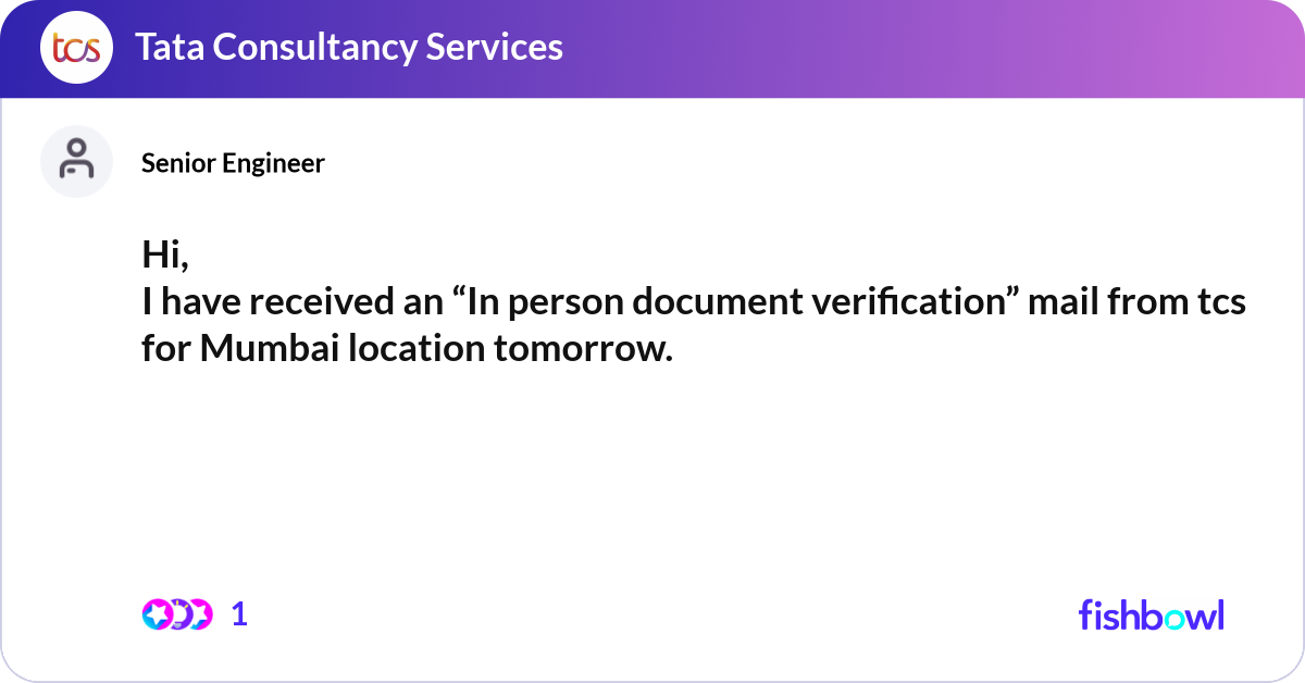 Hi, I have received an “In person document verific... | Fishbowl