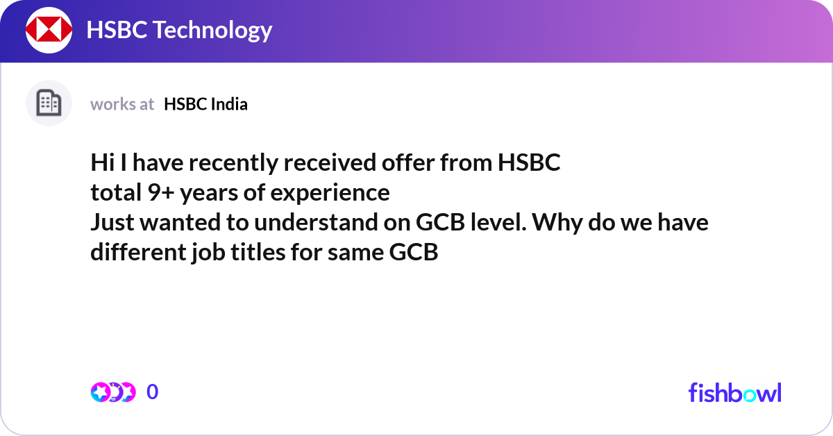 Hi I have recently received offer from HSBC total... | Fishbowl