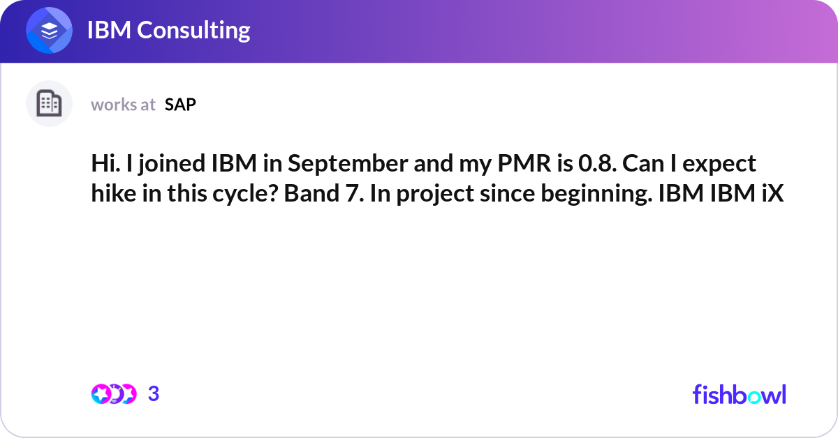 Hi. I joined IBM in September and my PMR is 0.8. C... | Fishbowl