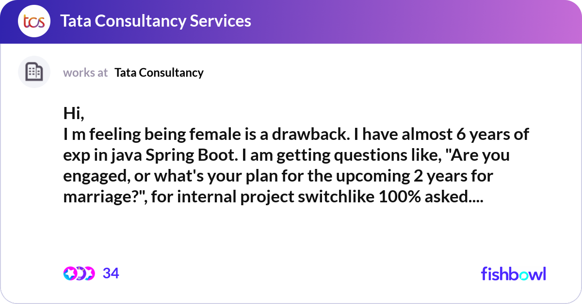 Hi, I m feeling being female is a drawback. I ha... | Fishbowl