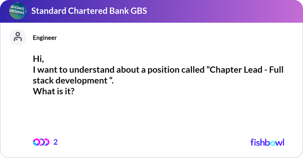 Hi, I want to understand about a position called “... | Fishbowl