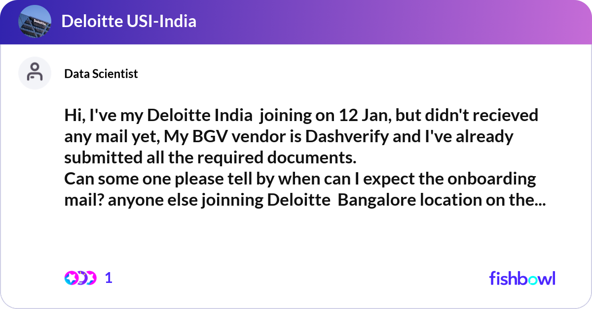 Hi, I've my Deloitte India joining on 12 Jan, but... | Fishbowl