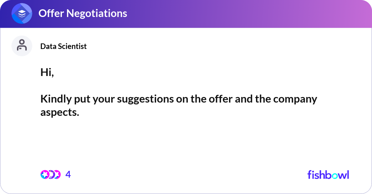 Hi, Kindly put your suggestions on the offer and... | Fishbowl