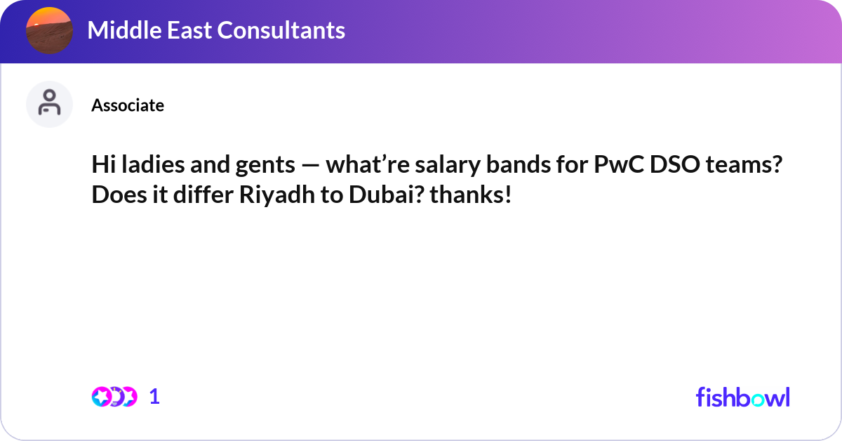 Hi ladies and gents — what’re salary bands for PwC... | Fishbowl