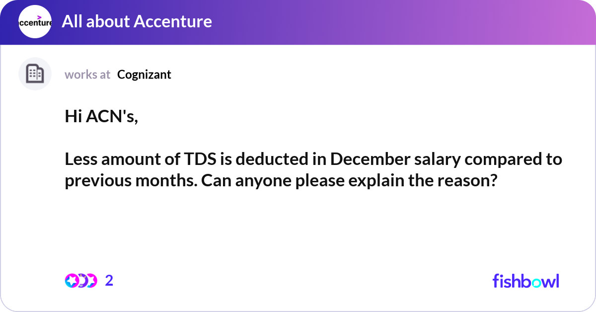 Hi ACN's, Less amount of TDS is deducted in Decem... | Fishbowl