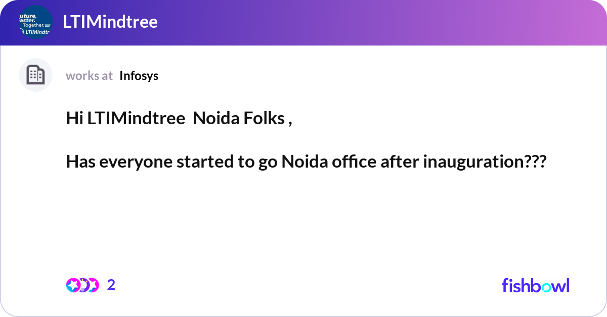 Hi LTIMindtree Noida Folks , Has everyone start... | Fishbowl