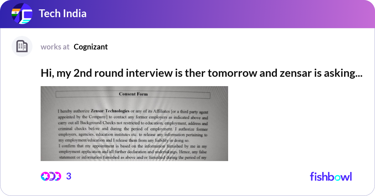 Hi, my 2nd round interview is ther tomorrow and ze... | Fishbowl