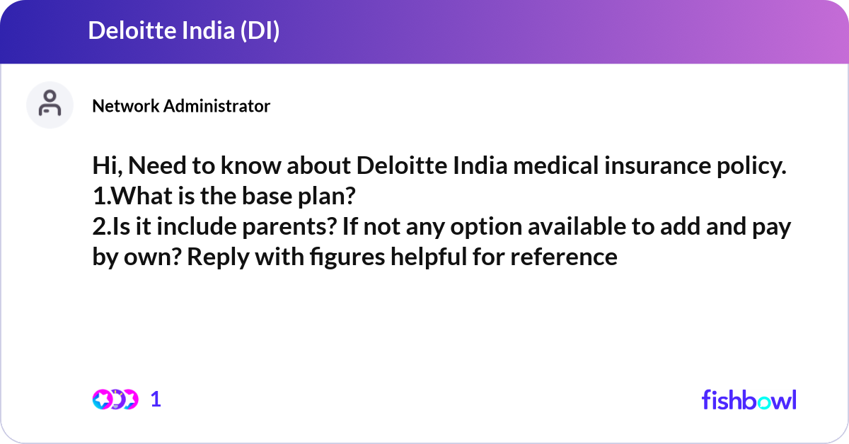 Hi, Need to know about Deloitte India medical insu... | Fishbowl