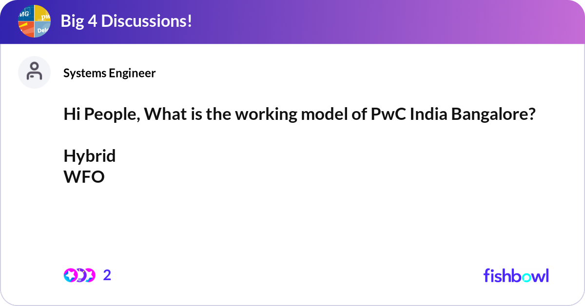 Hi People, What is the working model of PwC India ... | Fishbowl