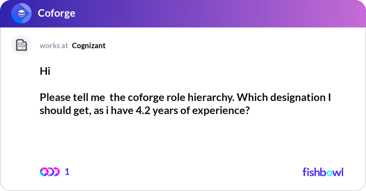 Hi Please tell me the coforge role hierarchy. W... | Fishbowl