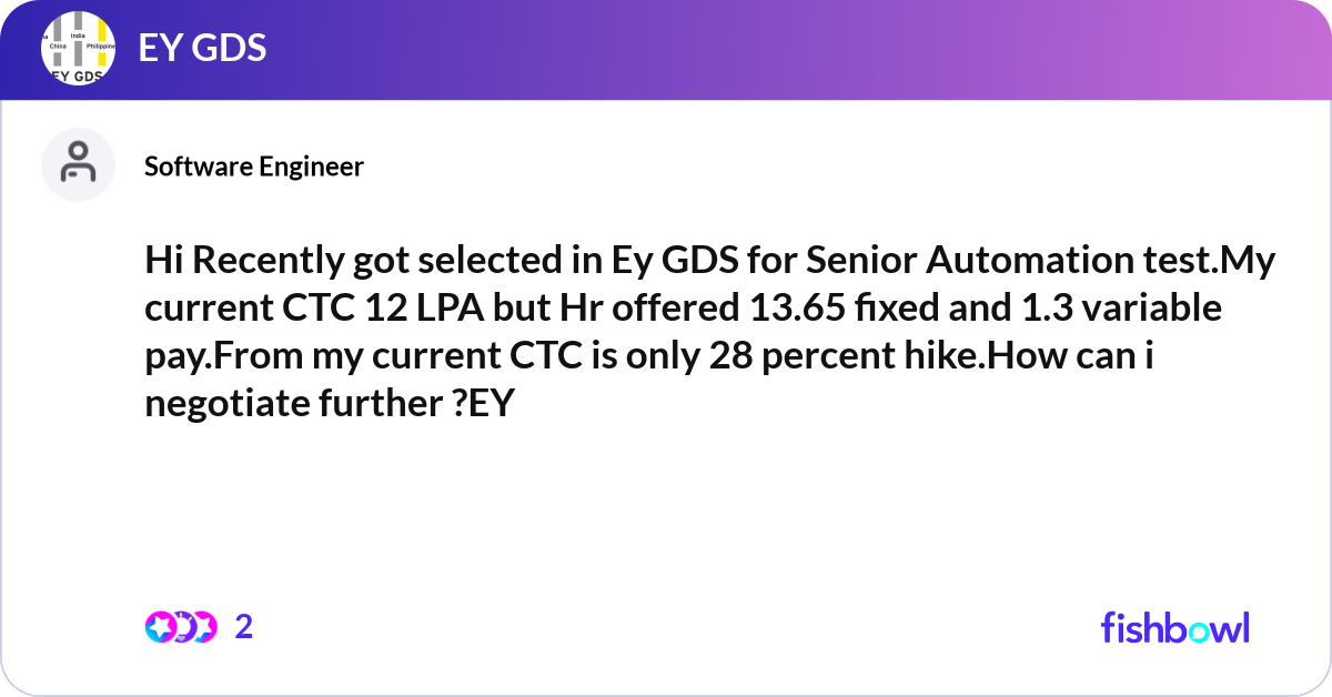 Hi Recently got selected in Ey GDS for Senior Auto... | Fishbowl