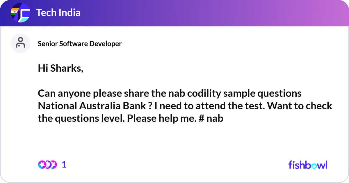Hi Sharks, Can anyone please share the nab codili... | Fishbowl