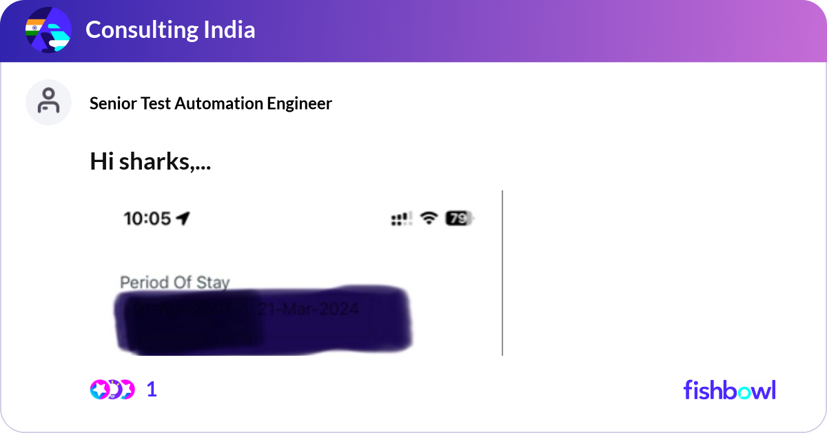 Hi sharks, I have to fill tcs background verifica... | Fishbowl