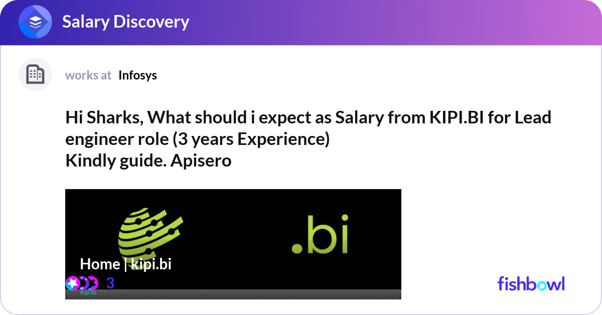 Hi Sharks, What should i expect as Salary from KIP... | Fishbowl