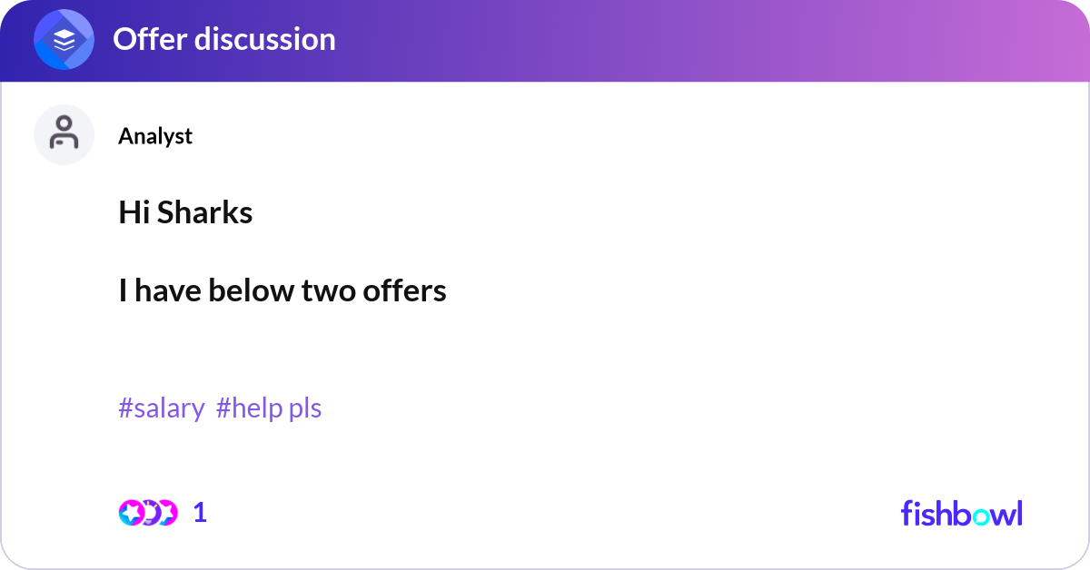 Hi Sharks I have below two offers Mindtree - 1... | Fishbowl