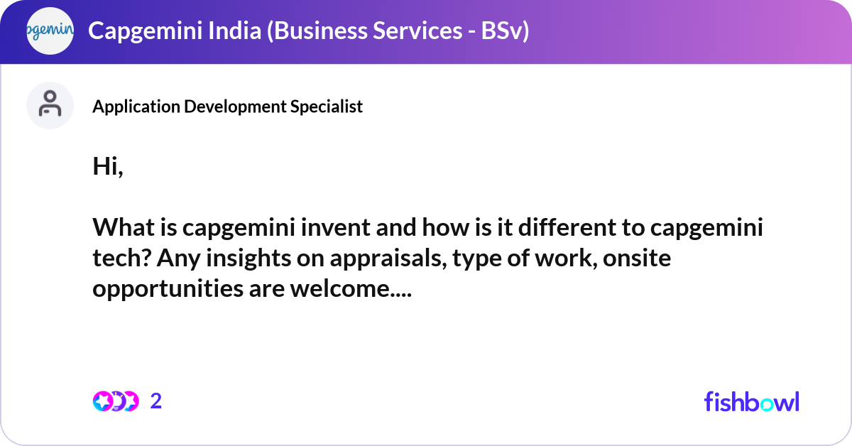 Hi, What is capgemini invent and how is it differ... | Fishbowl