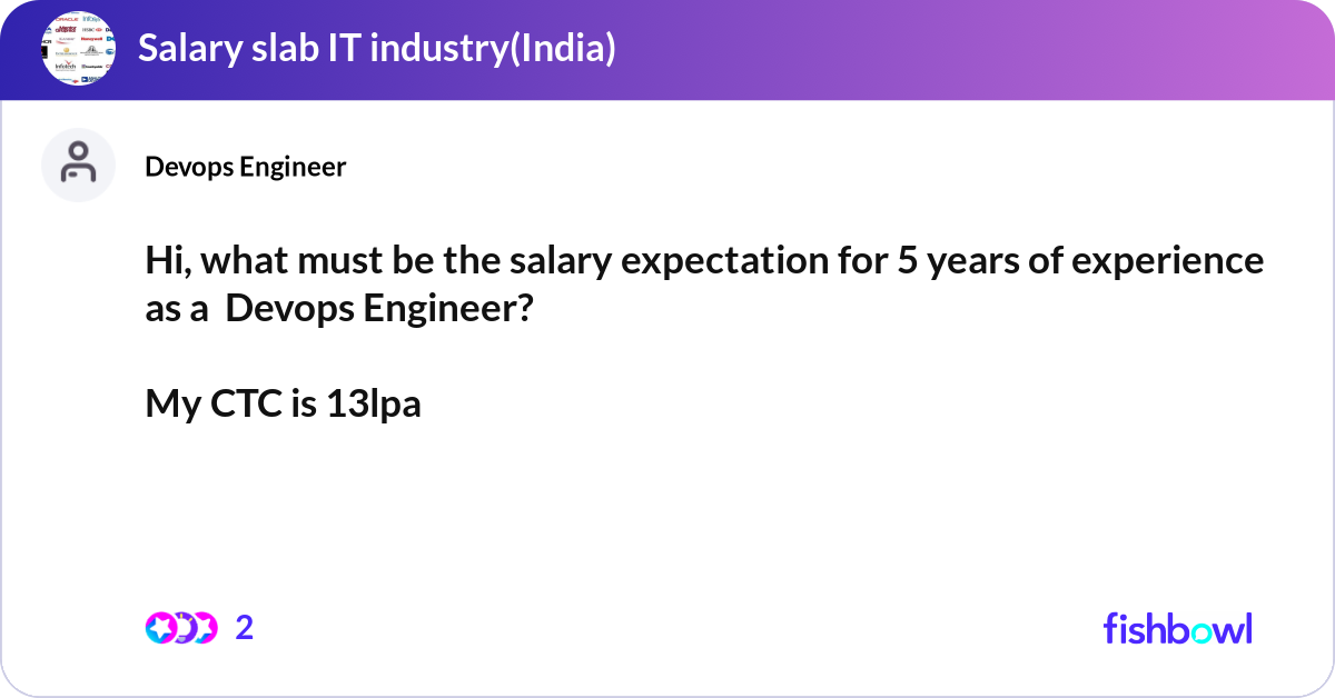 Hi, what must be the salary expectation for 5 year... | Fishbowl