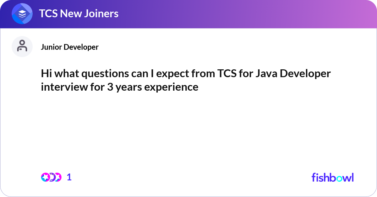 Hi what questions can I expect from TCS for Java D... | Fishbowl