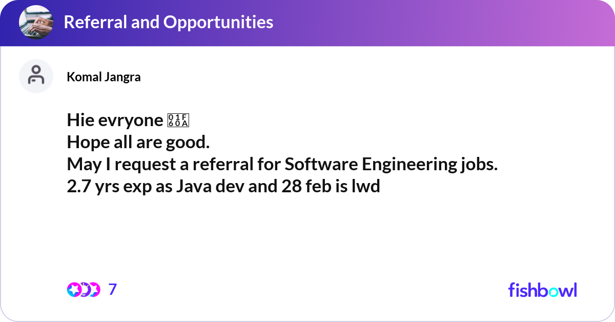 Hie evryone 😊 Hope all are good. May I request a... | Fishbowl