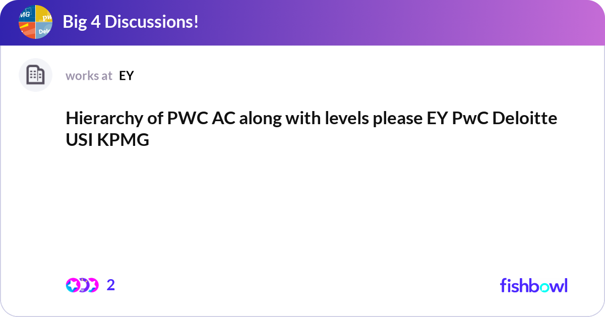 Hierarchy of PWC AC along with levels please EY Pw... | Fishbowl