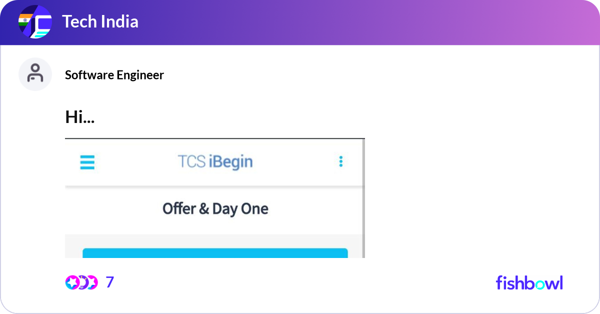 Hi I accepted tcs offer letter and bgc scheduled i... | Fishbowl