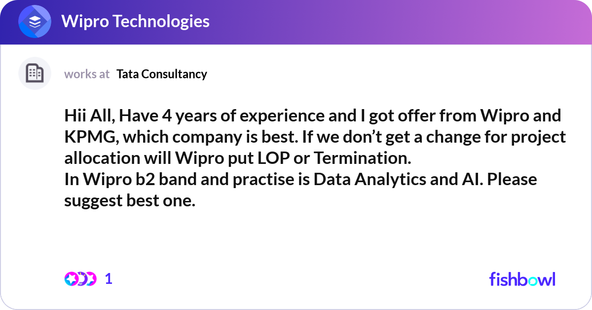 Hii All, Have 4 years of experience and I got offe... | Fishbowl