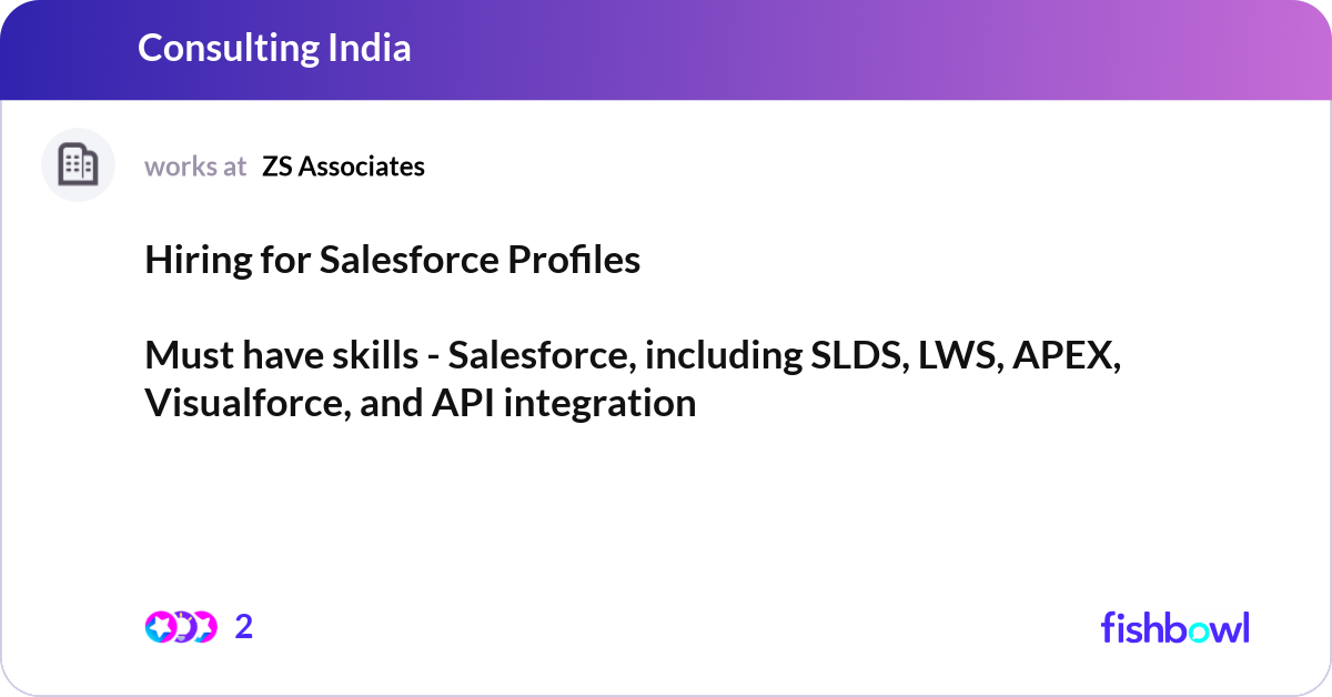 Hiring for Salesforce Profiles Must have skills -... | Fishbowl