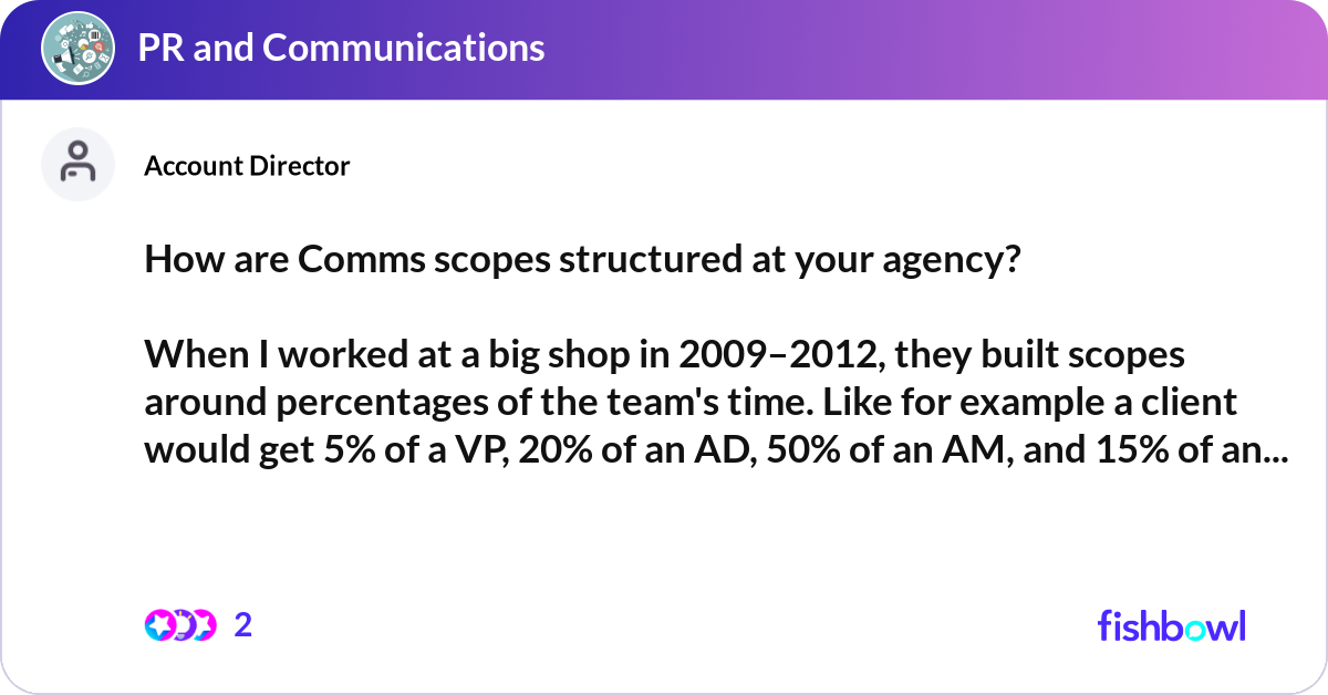 How are Comms scopes structured at your agency? ... | Fishbowl