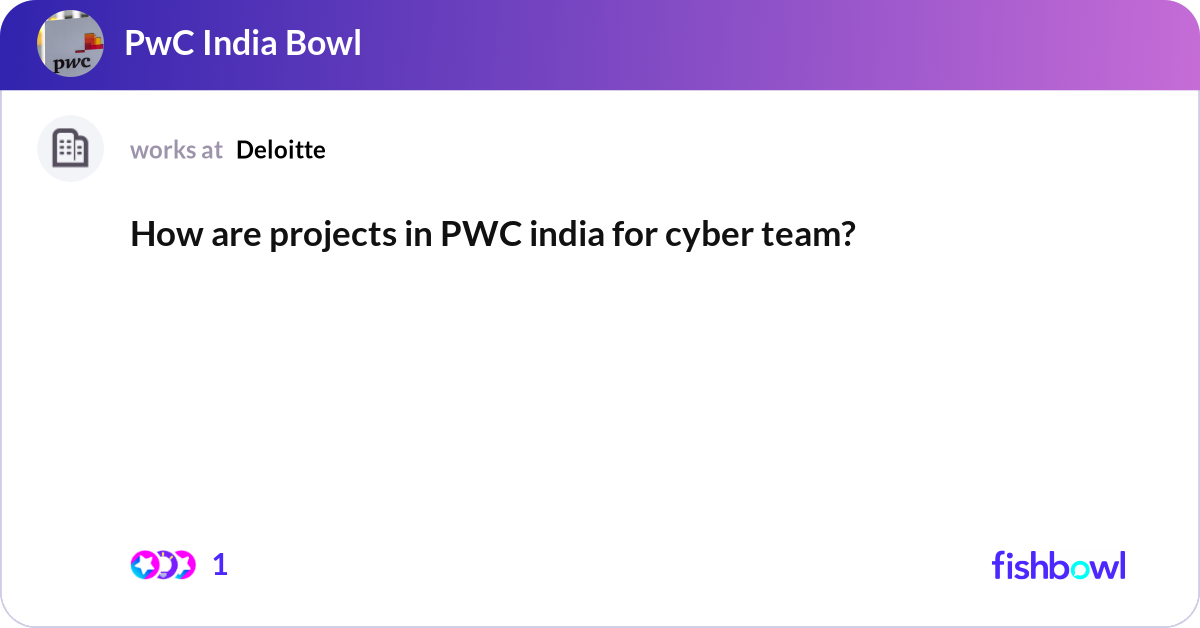How are projects in PWC india for cyber team? | Fishbowl