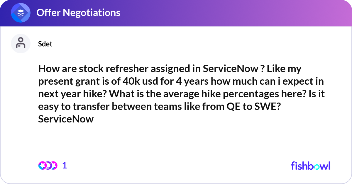 How are stock refresher assigned in ServiceNow ? L... | Fishbowl