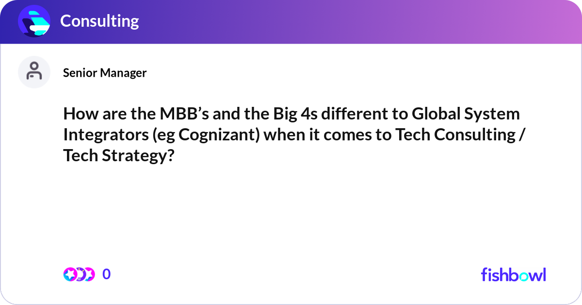 How are the MBB’s and the Big 4s different to Glob... | Fishbowl