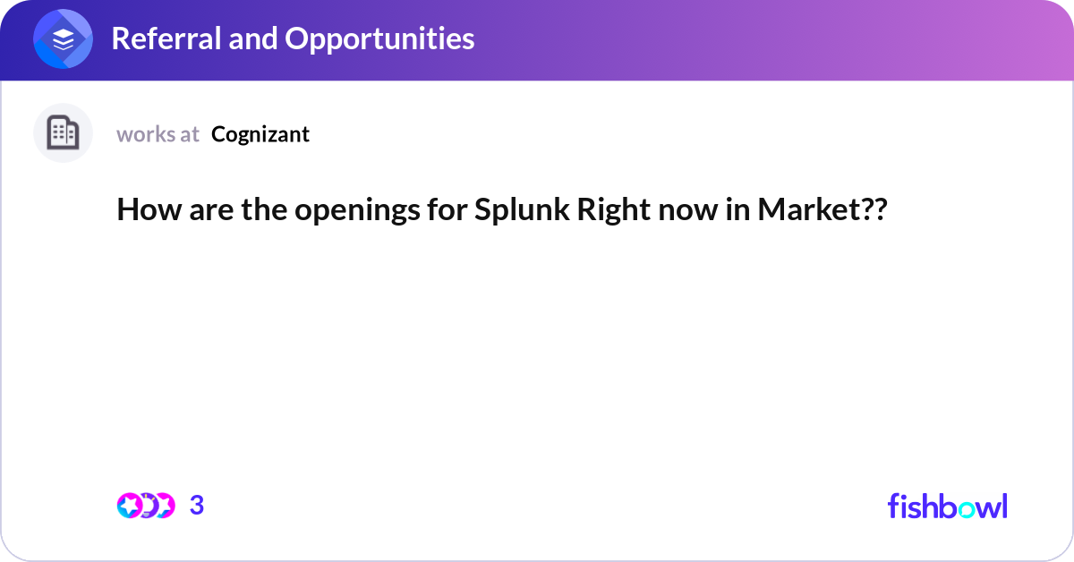 How are the openings for Splunk Right now in Marke... | Fishbowl