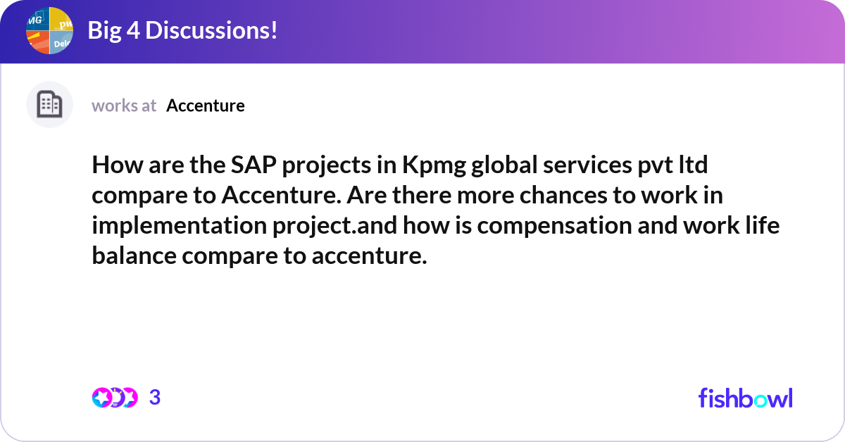 How are the SAP projects in Kpmg global services p... | Fishbowl