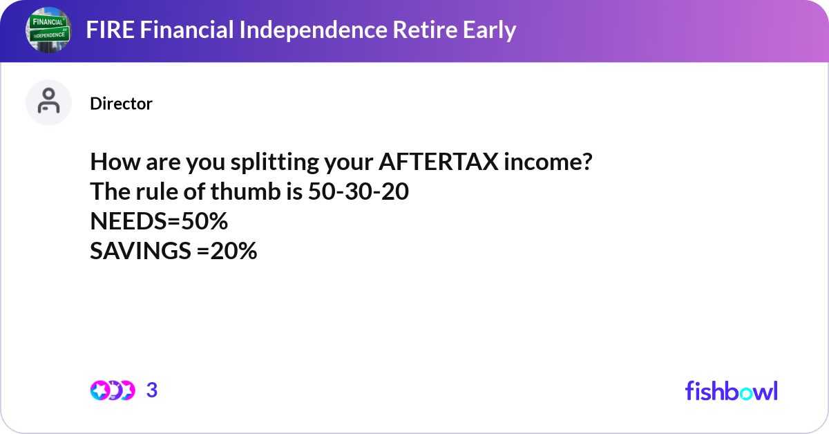 How are you splitting your AFTERTAX income? The ru... | Fishbowl