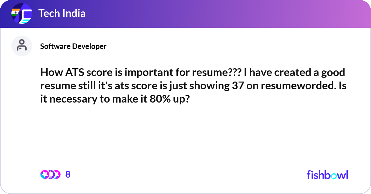 How ATS score is important for resume??? I have cr... | Fishbowl