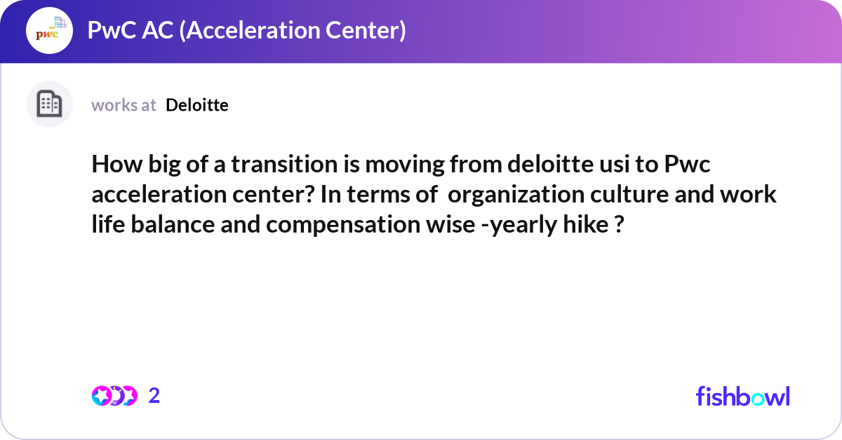 How big of a transition is moving from deloitte us... | Fishbowl