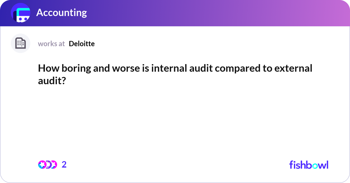 How boring and worse is internal audit compared to... | Fishbowl