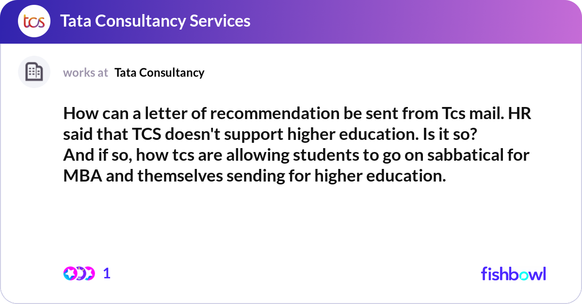 How can a letter of recommendation be sent from Tc... | Fishbowl