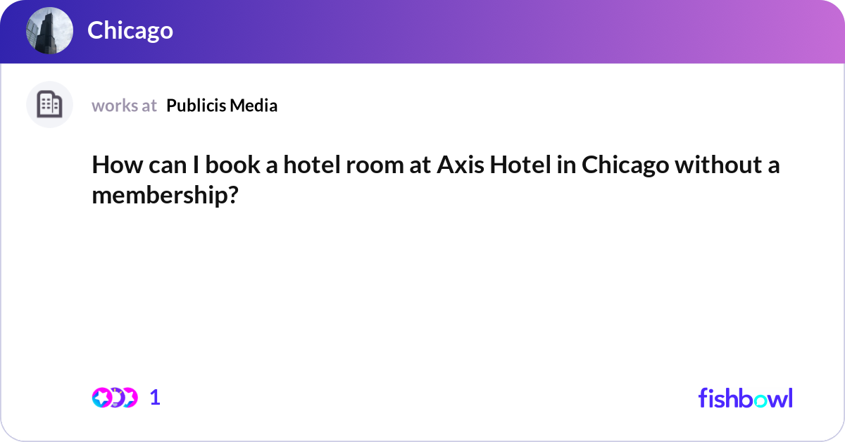 How can I book a hotel room at Axis Hotel in Chica... | Fishbowl