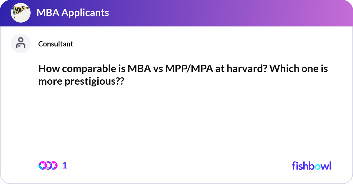 How comparable is MBA vs MPP/MPA at harvard? Which... | Fishbowl