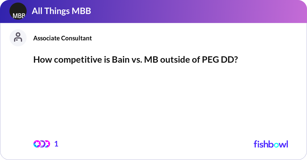 How competitive is Bain vs. MB outside of PEG DD? | Fishbowl